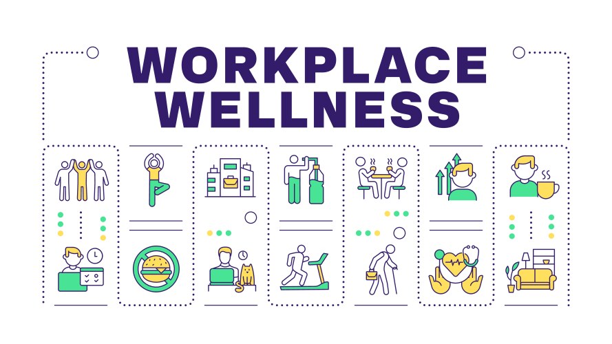 Workplace wellness blue word concept Royalty Free Vector