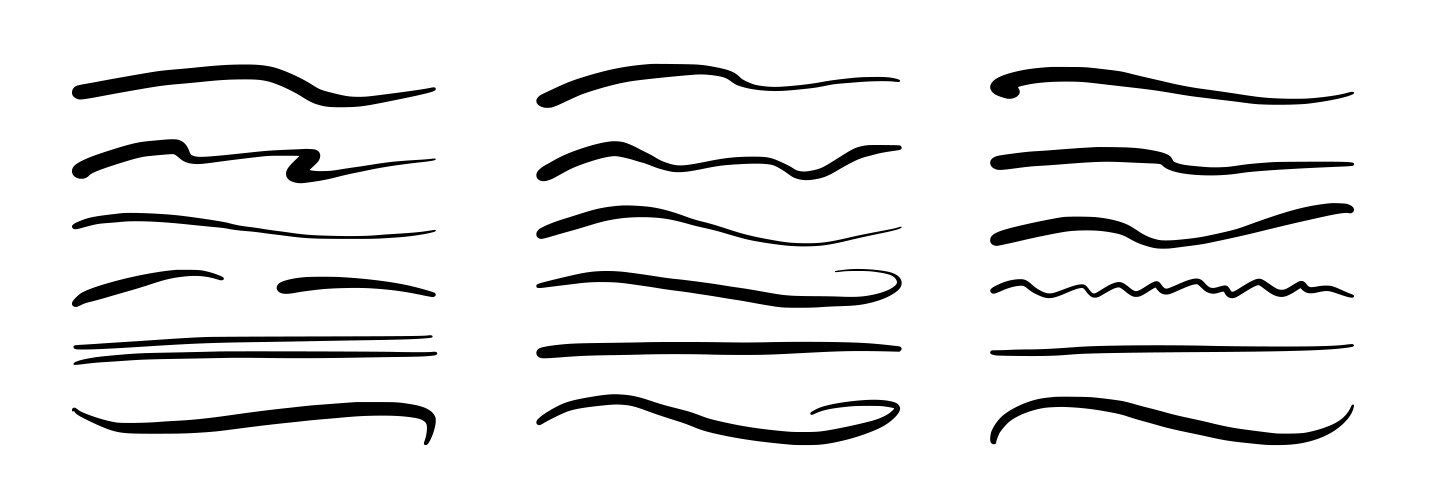 Underline hand drawn highlighter set underlines Vector Image