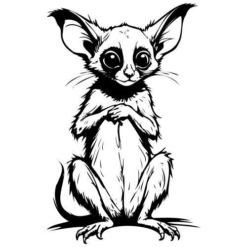 Realistic bush baby drawing hand Royalty Free Vector Image