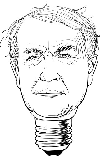 Thomas edison cartoon character Royalty Free Vector Image