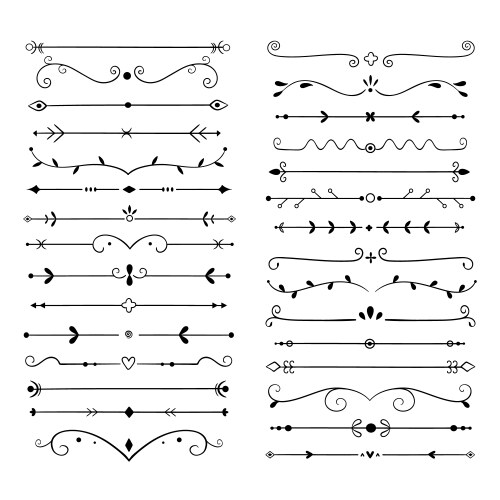 Vintage divider set retro line text page separator