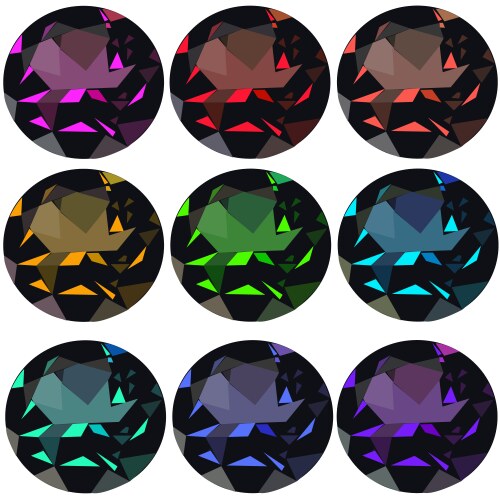 Set green gems different shades and cuts Vector Image