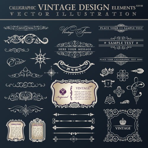 Calligraphic elements vintage Royalty Free Vector Image