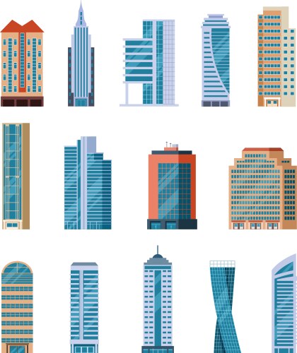 Skyscraper buildings modern building flat office Vector Image