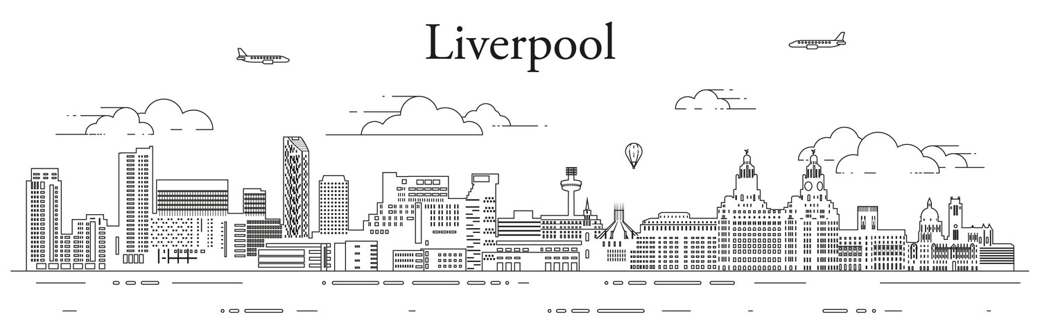 Birmingham cityscape line art Royalty Free Vector Image
