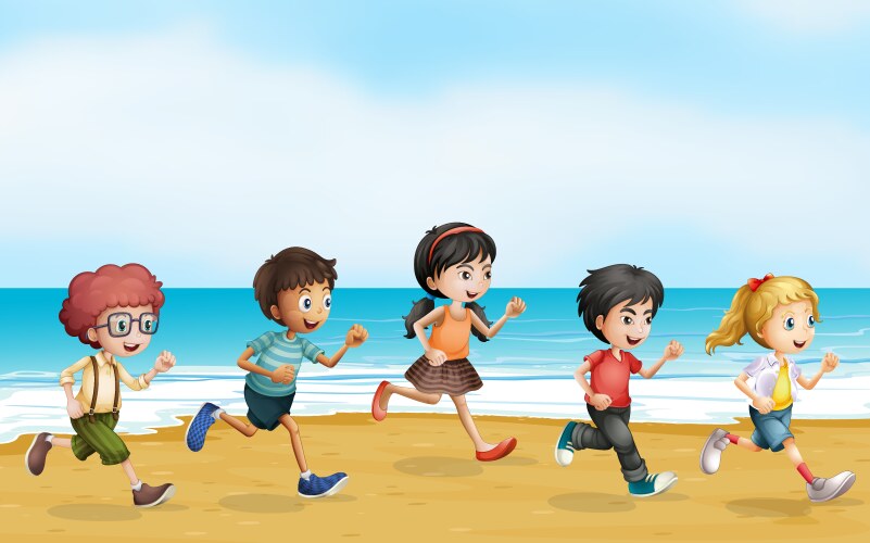 Cartoon of Kids Running Race Vector Images (over 900)