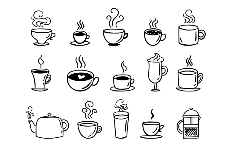 Doodle set with cold drinks in different Vector Image