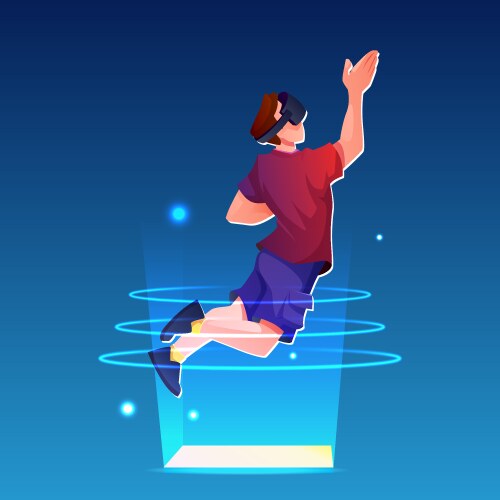 Metaverse game p2e vr concept with man character Vector Image