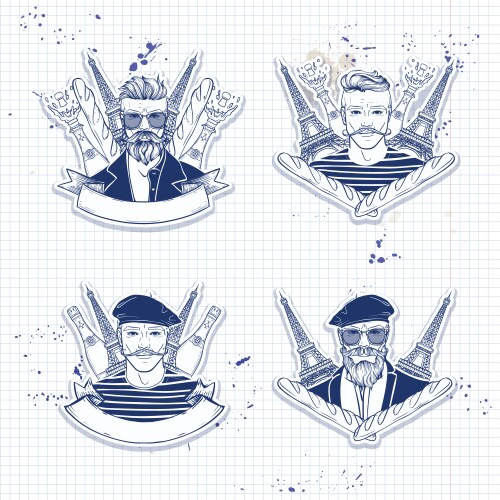 Hand drawn sketch french men Royalty Free Vector Image