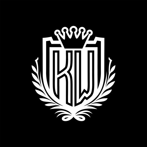 Kw logo with shield shape geeometric crown Vector Image