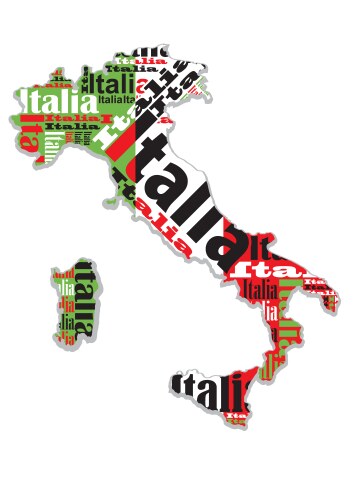 Map italy with regions and name labels Royalty Free Vector