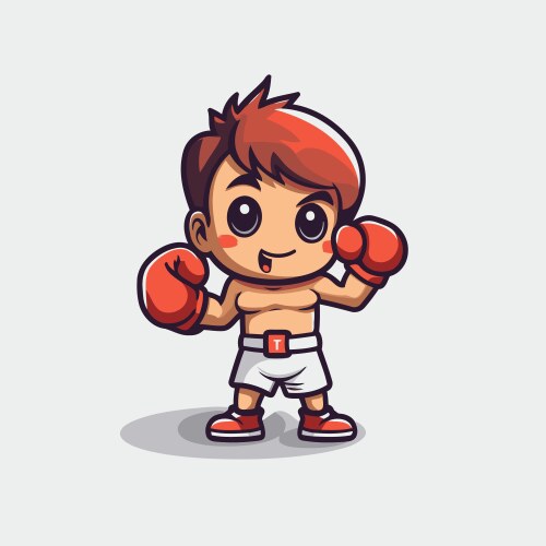 Boxing boy cartoon mascot character design Vector Image