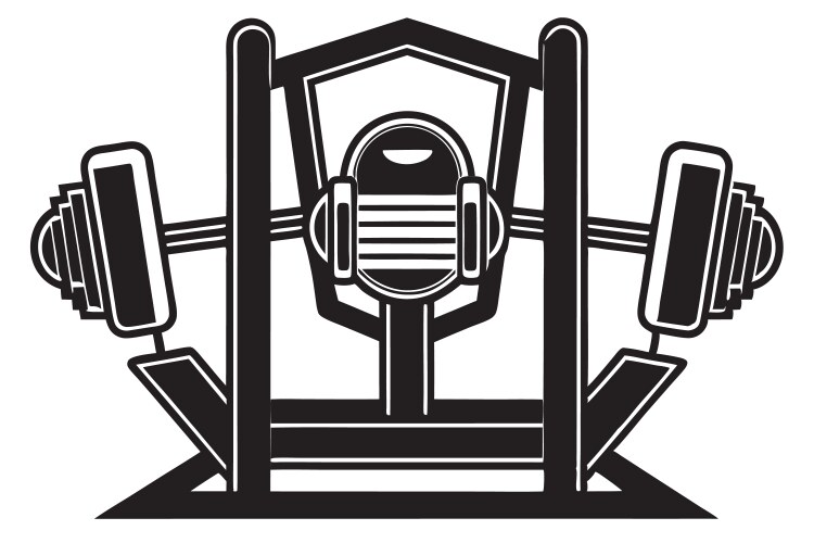 Chest press machine line art silhouette Royalty Free Vector