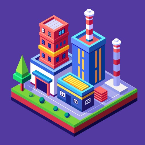 A buildings isometric game asset art style 3d Vector Image
