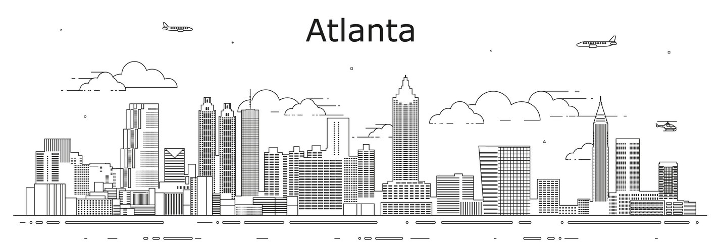 United states atlanta line cityscape flat Vector Image