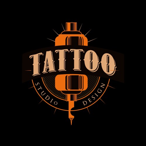 Tattoo studio logo design retro styled emblem Vector Image