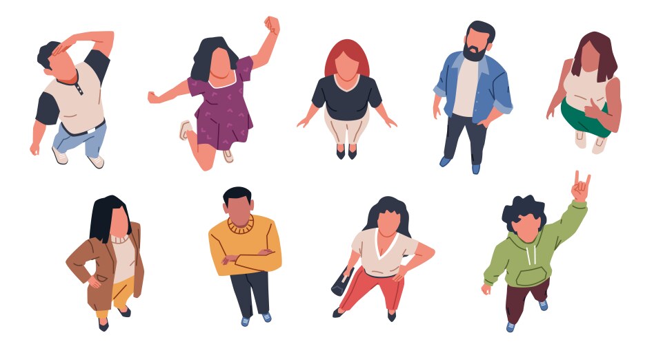 Top view people characters men and women Vector Image