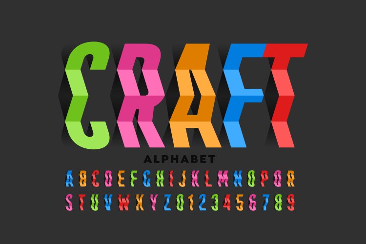 Paper style font design Royalty Free Vector Image