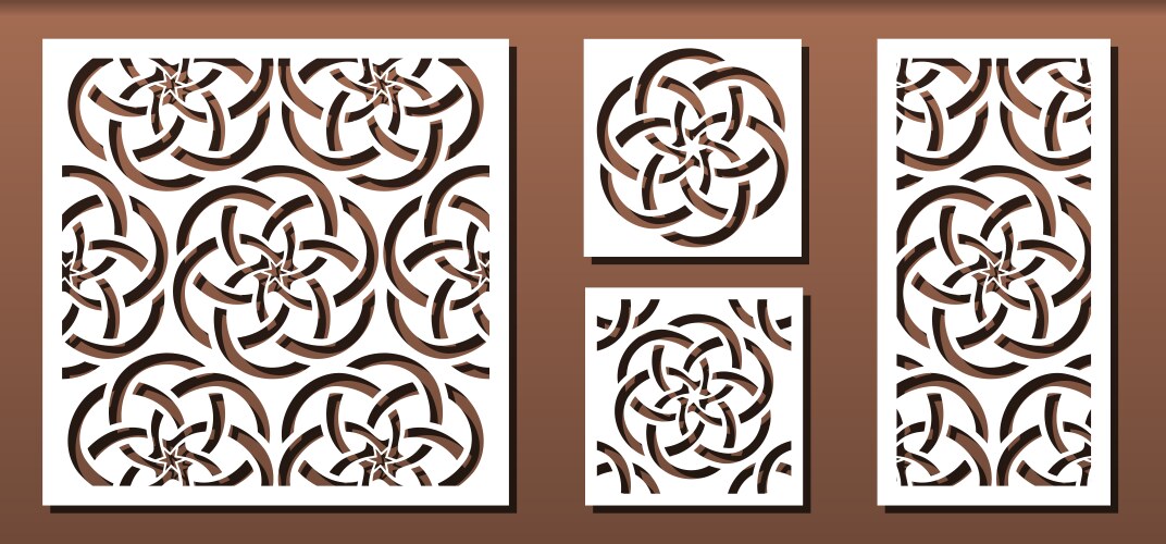 Laser cut template patterns paper art or metal Vector Image