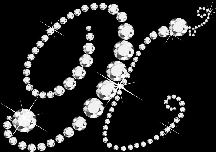 H italic letter with diamonds Royalty Free Vector Image