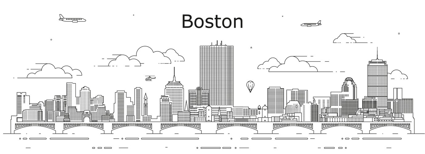 Skyline cityscape sketch in color urban street Vector Image