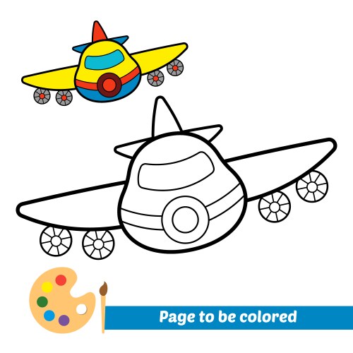 Coloring book for kids plane Royalty Free Vector Image
