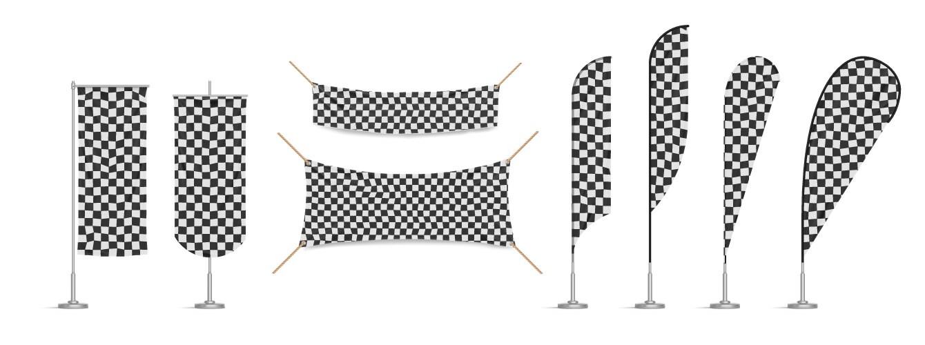 Chequered flags finish flag racing sport winner Vector Image