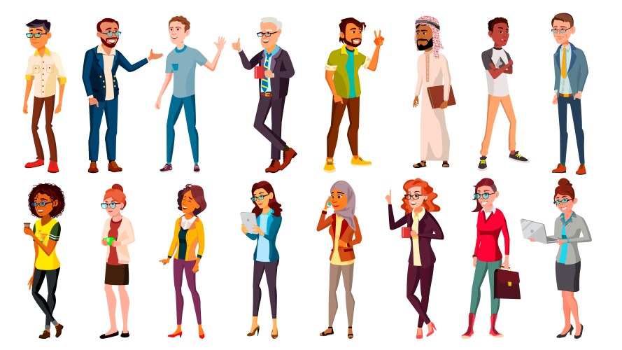 Young stylish fashion people characters set Vector Image