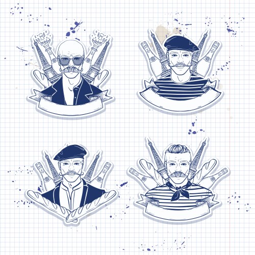 Hand drawn sketch french men Royalty Free Vector Image