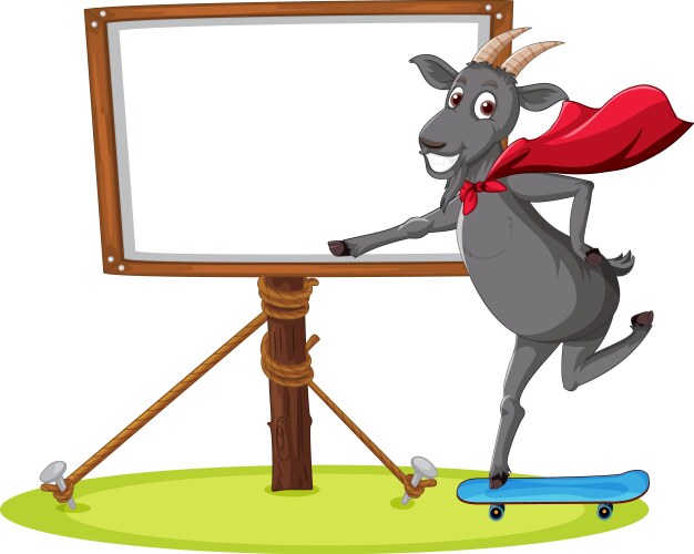 Isolated wooden banner with goat Royalty Free Vector Image