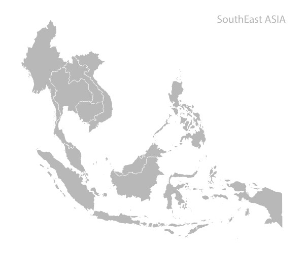 Southeast asia region map countries Royalty Free Vector