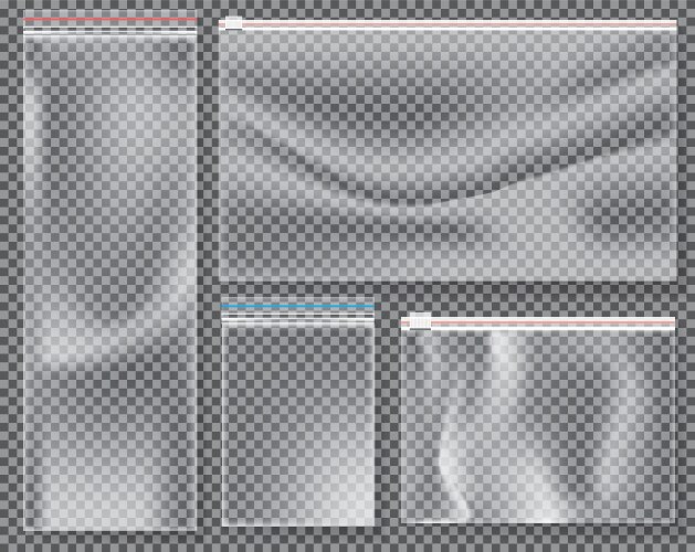 Transparent plastic nylon zip bag package mockup Vector Image