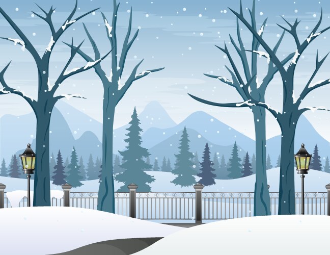 Winter landscape with snowy Royalty Free Vector Image