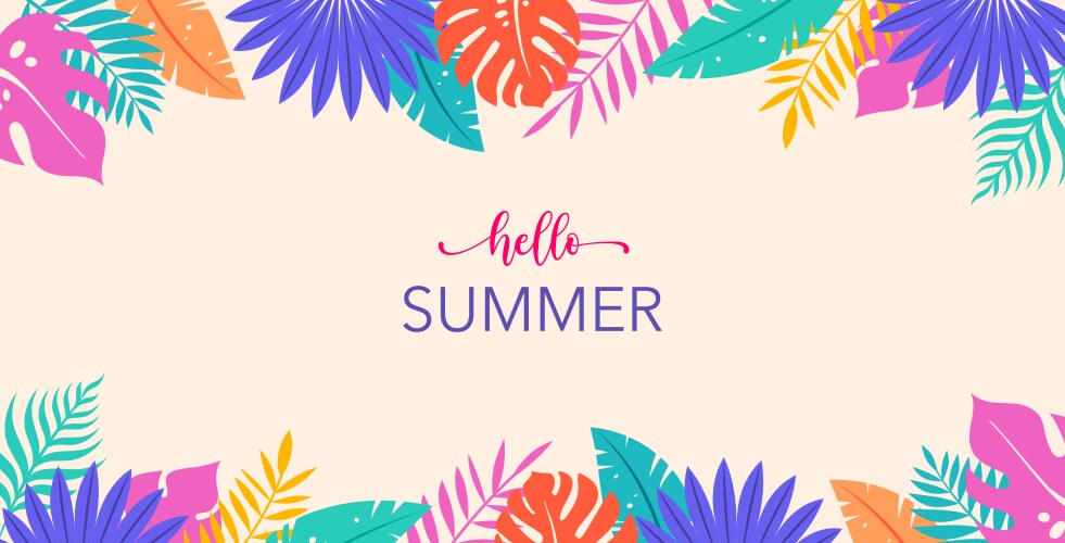 Colorful summer background with tropical leaves Vector Image