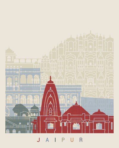 Jaipur skyline rajasthan india city linear Vector Image