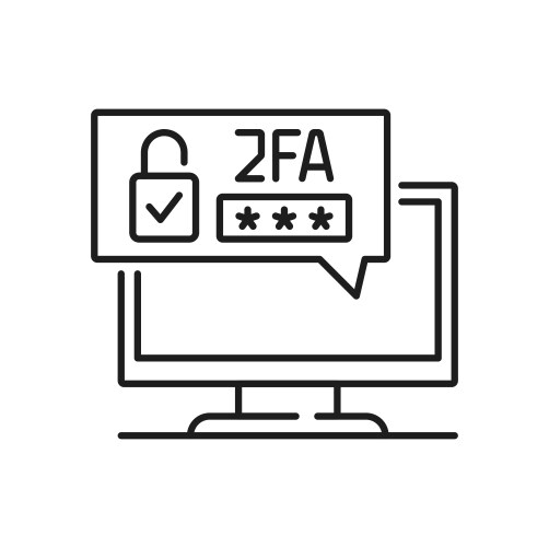 2fa two factor authentication icon shield padlock Vector Image