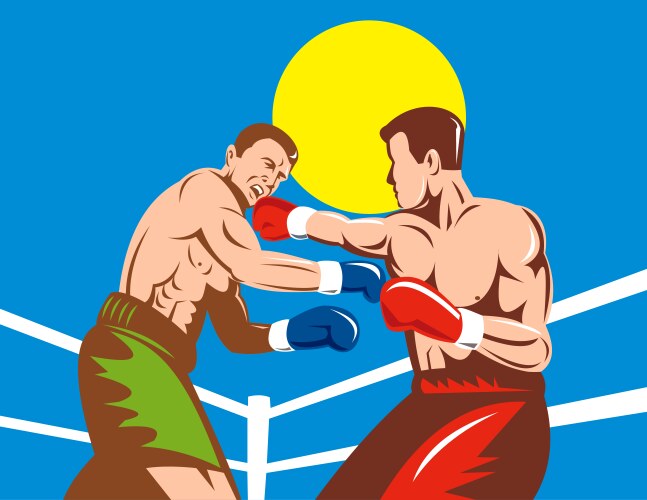 Boxer celebrating knockout with prizefighter Vector Image