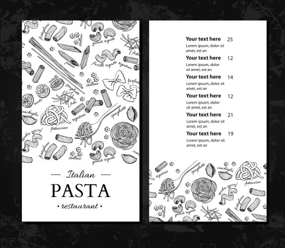 Hand drawn pasta menu vintage line art Royalty Free Vector