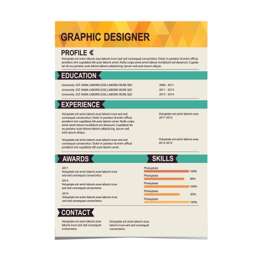Resume template cv creative background Royalty Free Vector