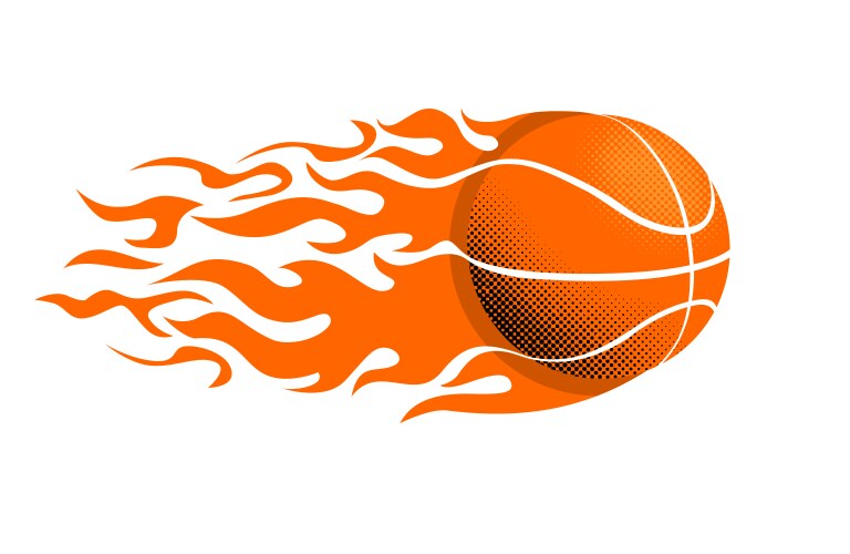 Flaming Basketball Logo Ball Basketball With Fire Ring Logo, Logo,