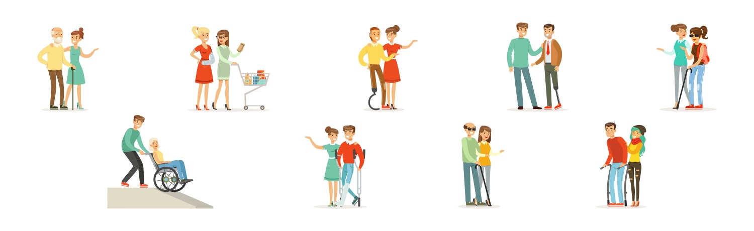 Disabled people character with different Vector Image