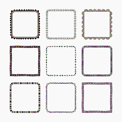 Circle and square scalloped frames edge Royalty Free Vector