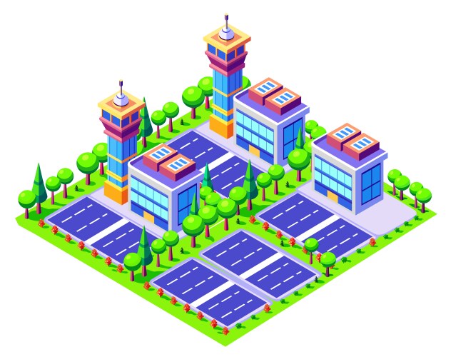 A buildings isometric game asset art style 3d Vector Image