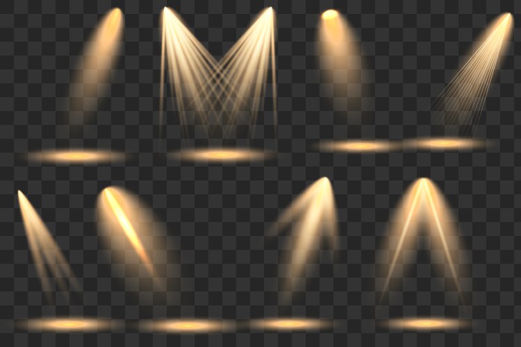 White beam lights spotlights scene Royalty Free Vector Image