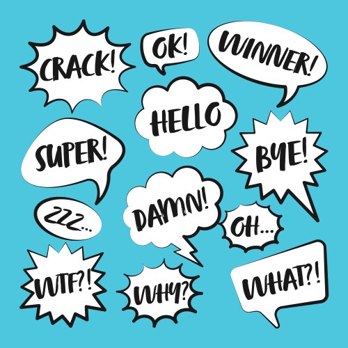 Comic speech bubbles with handwritten text Vector Image