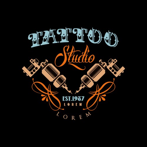Vintage tattoo lettering logo set Royalty Free Vector Image