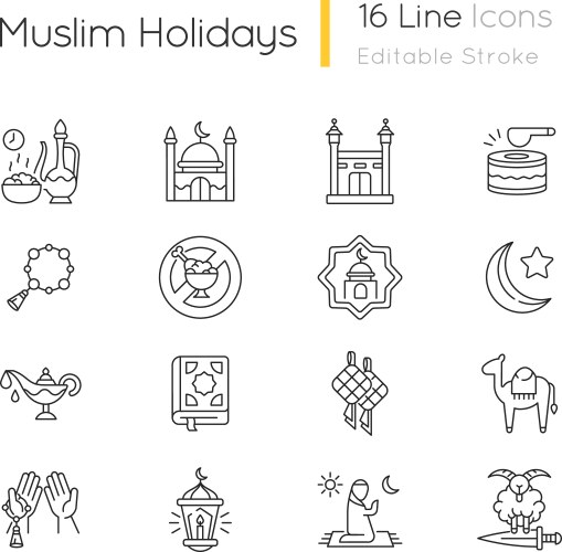 Islamic website icons set Royalty Free Vector Image