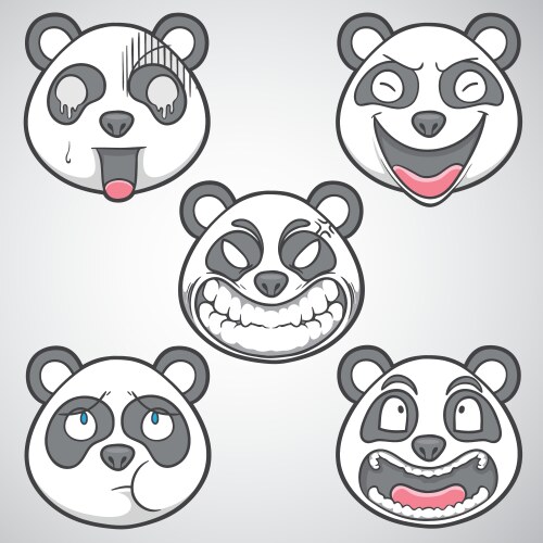 Cute panda stickers happy bears expression Vector Image