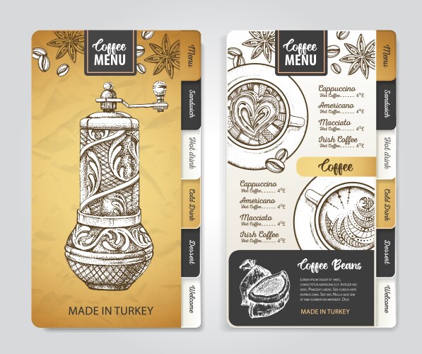 Restaurant coffee menu design decorative sketch Vector Image