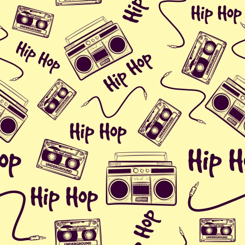 Hip-hop seamless pattern with music equipment Vector Image